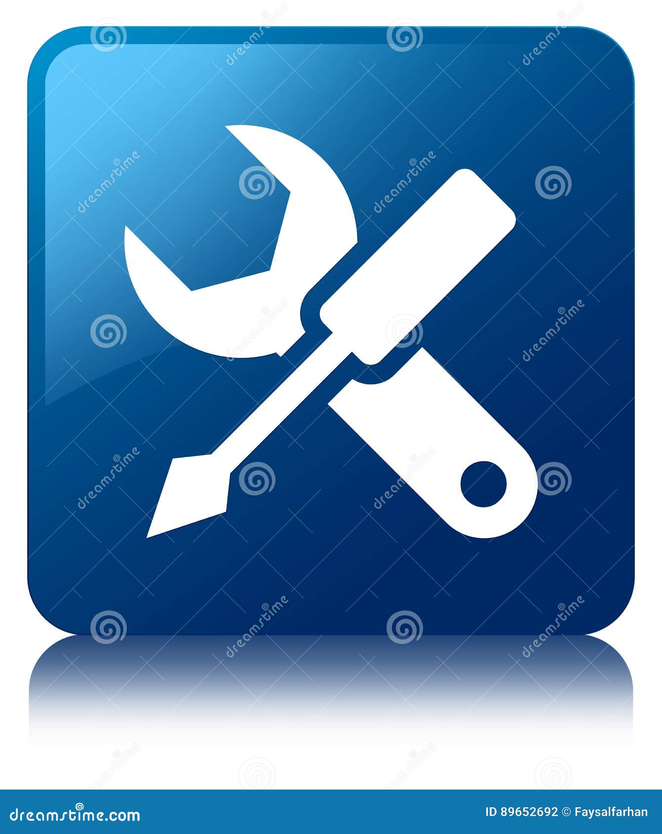 Settings Icon Blue Square Button Stock Illustration - Illustration of ...