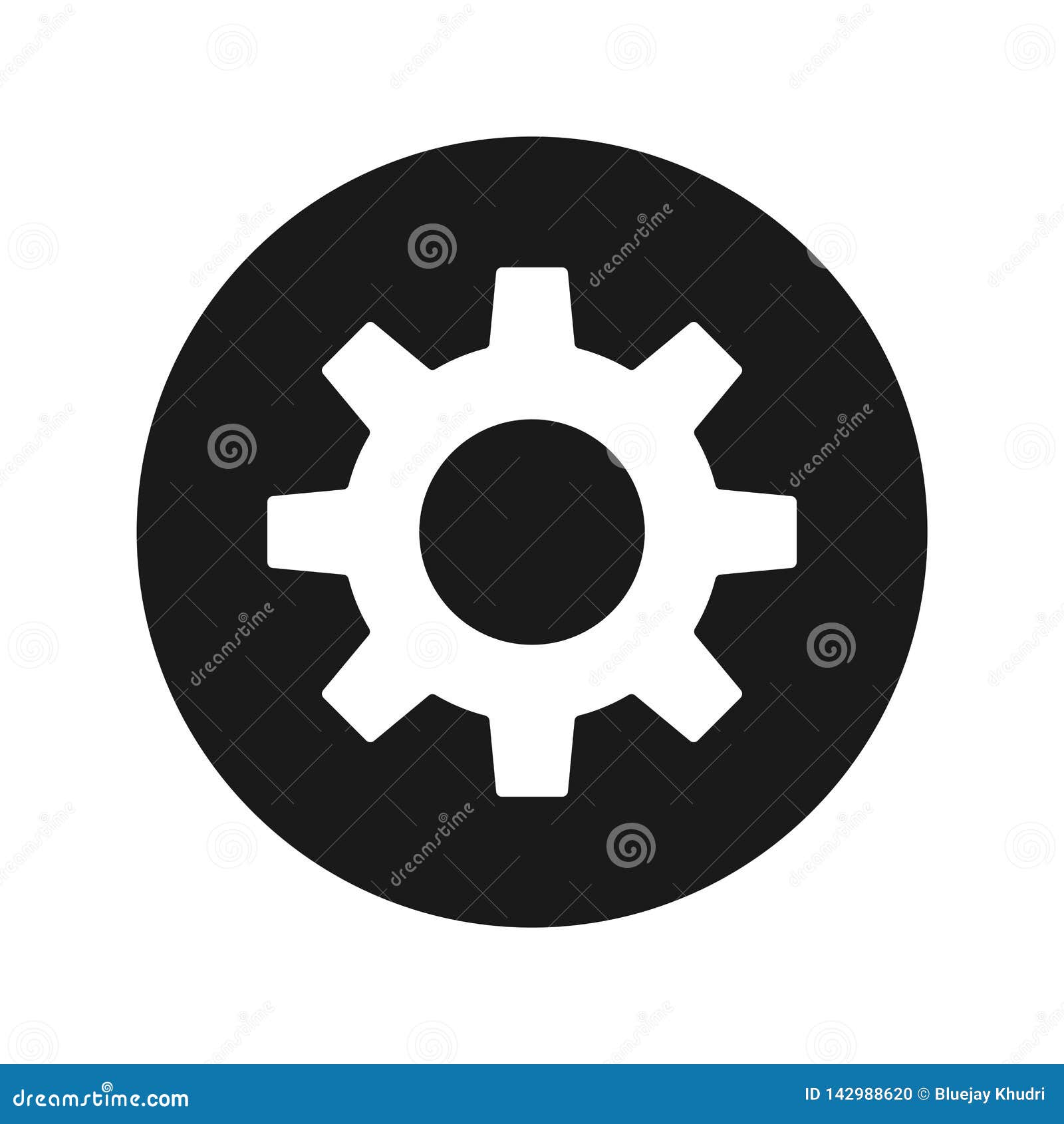Settings Icon Flat Black Round Button Vector Illustration Stock Vector ...