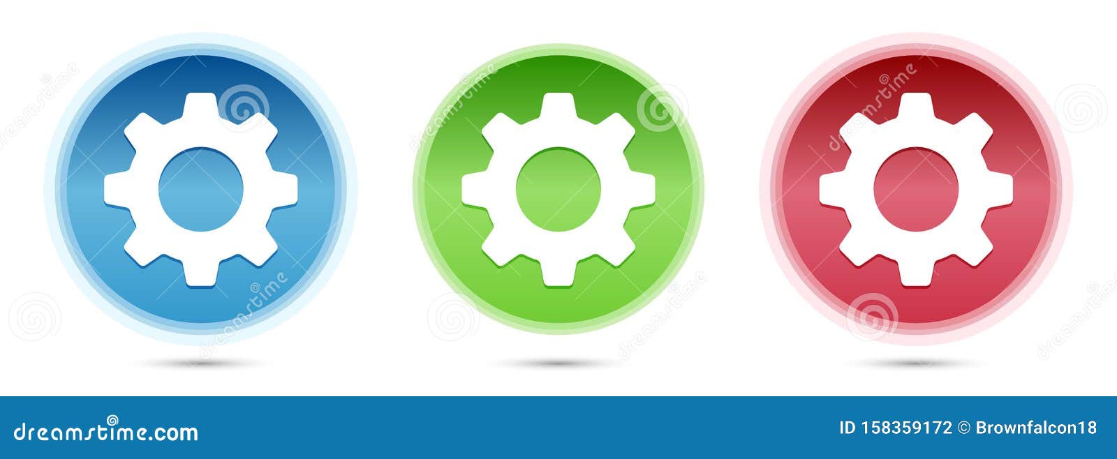 Settings Icon Glass Round Buttons Set Illustration Stock Vector ...