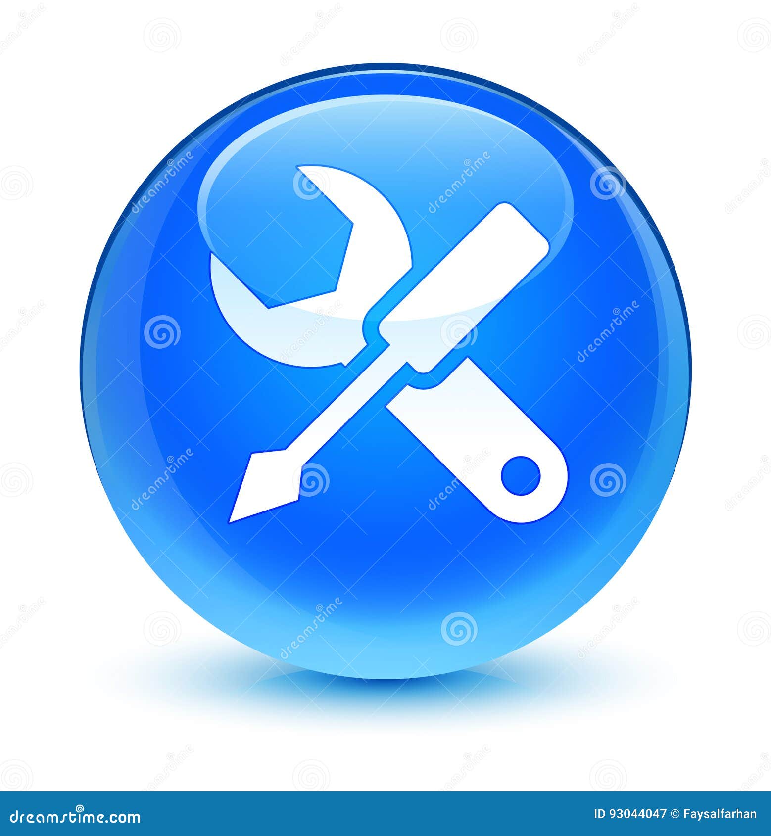 Settings Icon Glassy Cyan Blue Round Button Stock Illustration ...