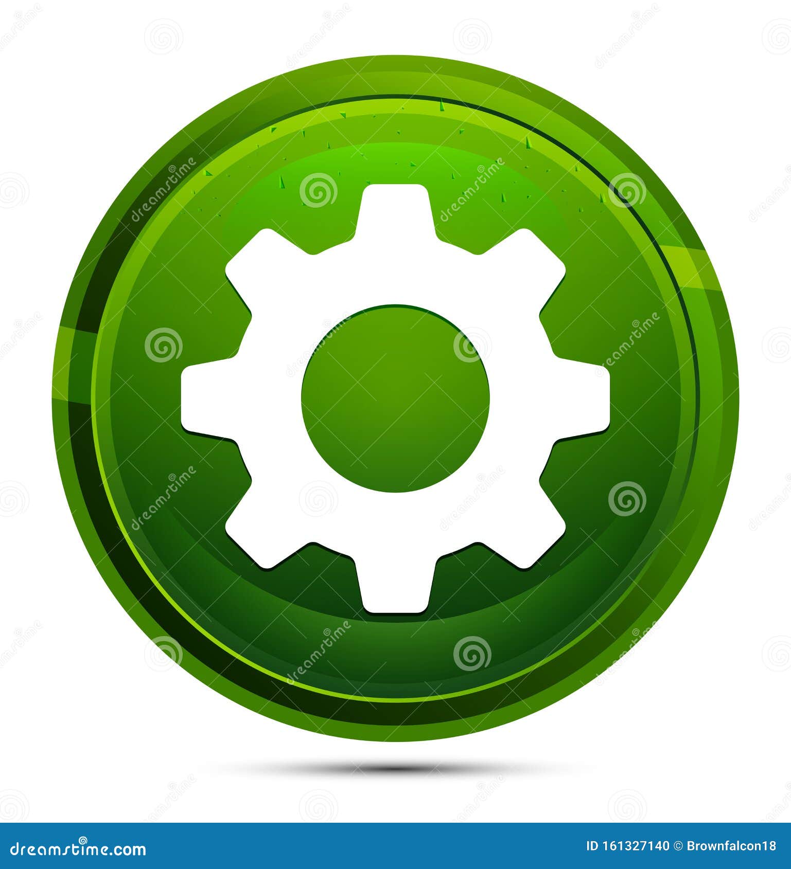 Settings Icon Glassy Green Round Button Illustration Stock Vector ...