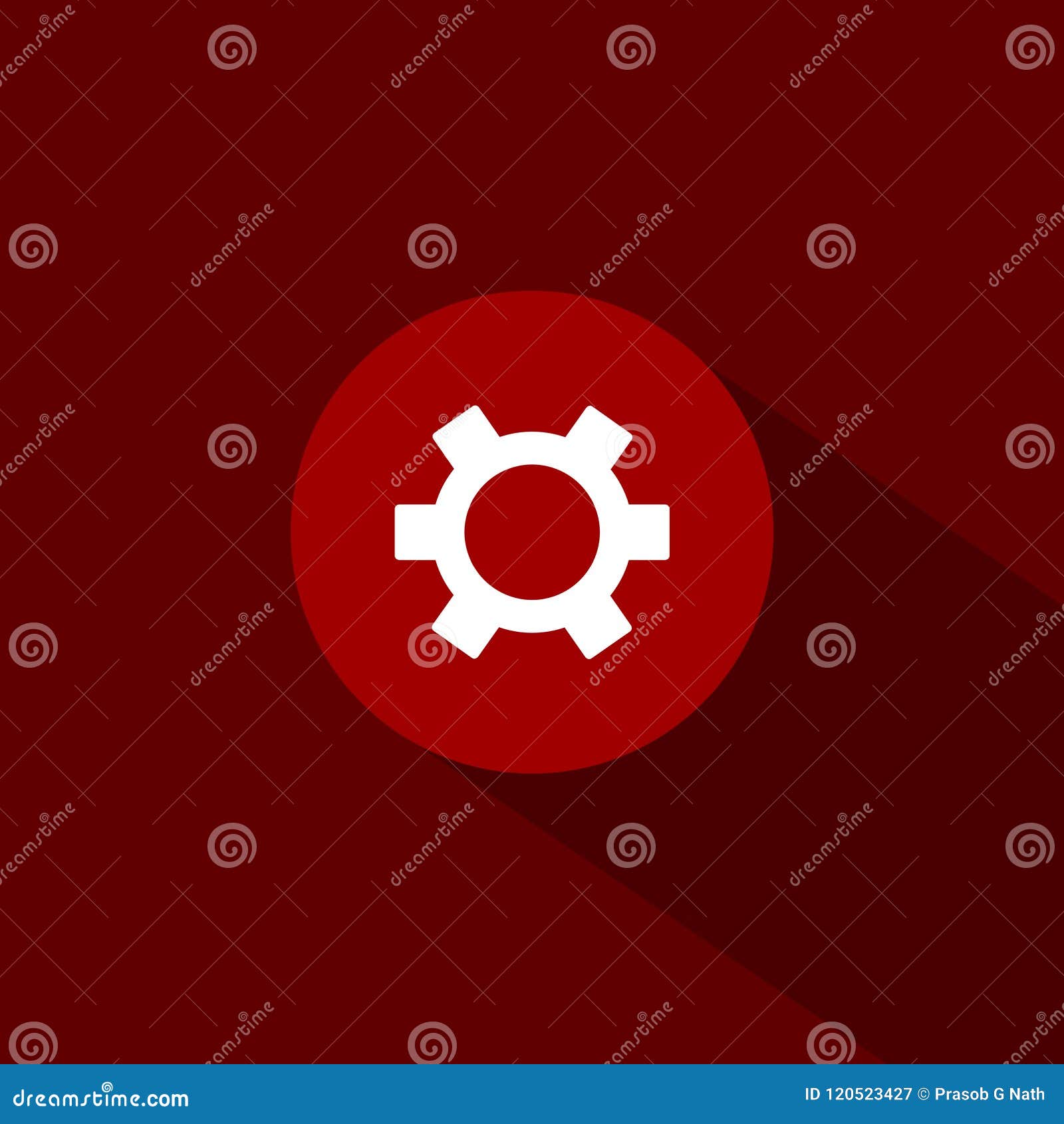Settings Icon Isolated in Red Background with Shadow Effect. Stock ...