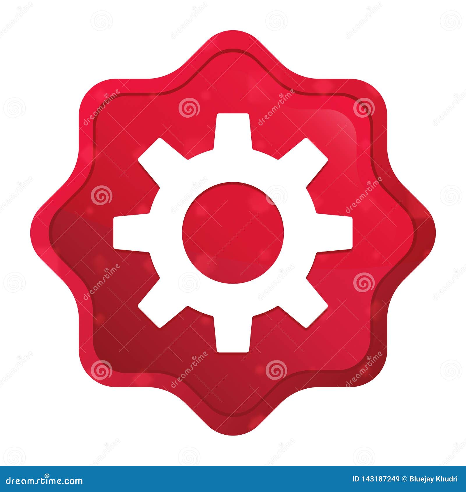 Settings Icon Misty Rose Red Starburst Sticker Button Stock ...