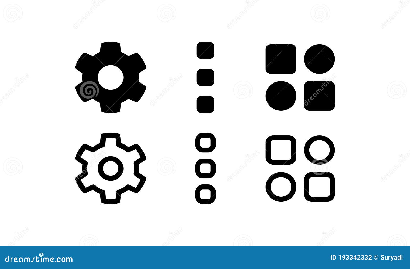 Settings Icon, Options, and Widgets As User Interface Stock Vector ...