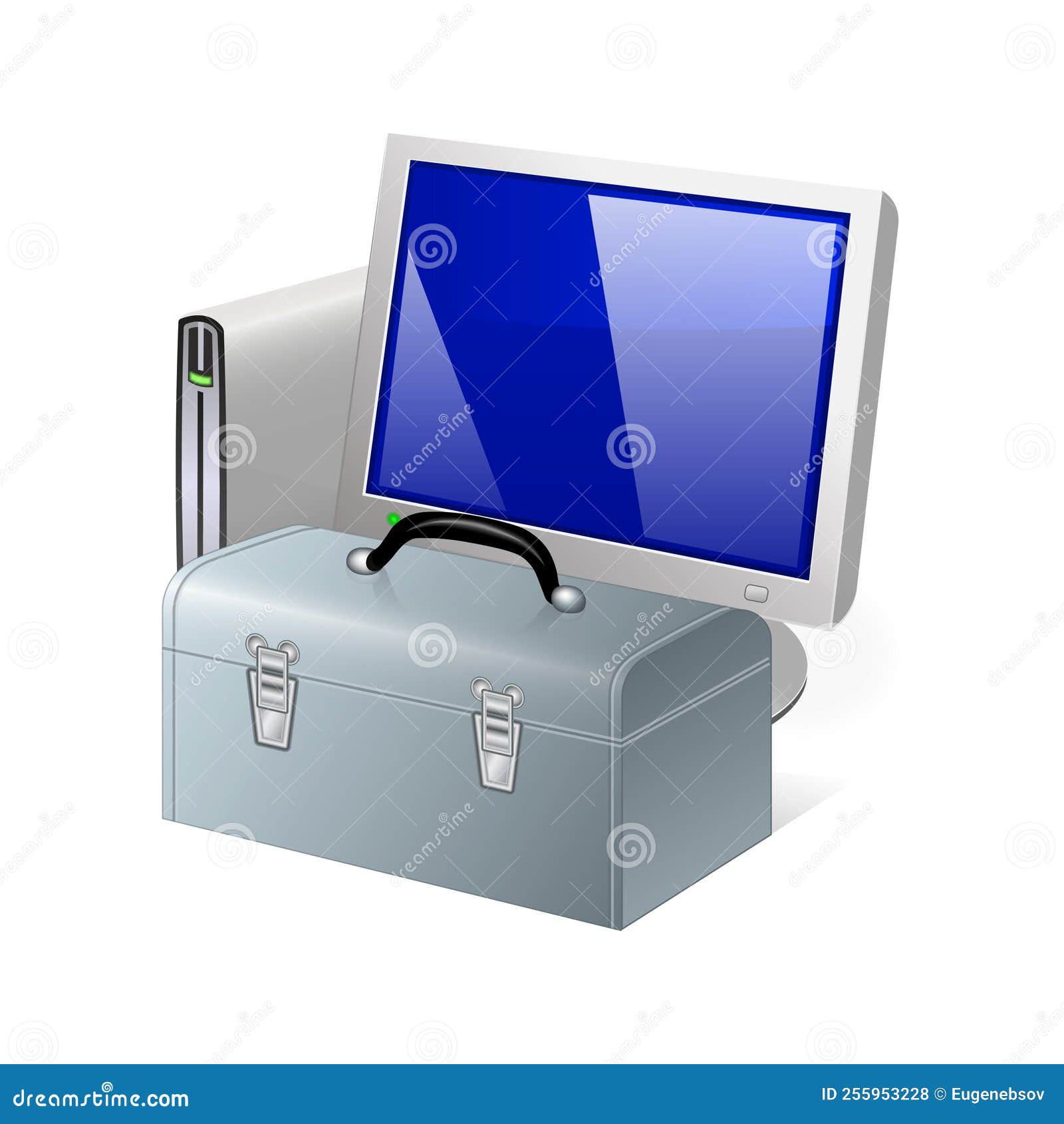 Settings Icon Personal Computer with Monitor and Toolbox Icon Stock ...