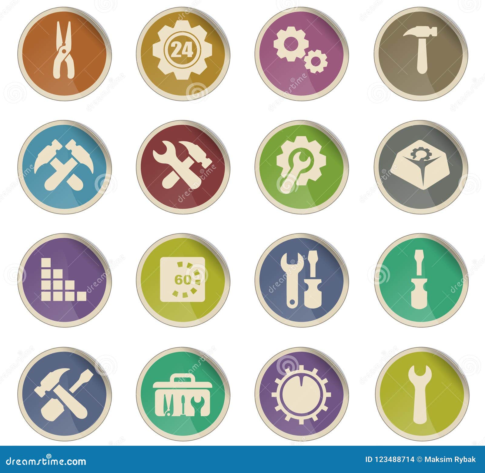 Settings icon set stock vector. Illustration of symbol - 123488714