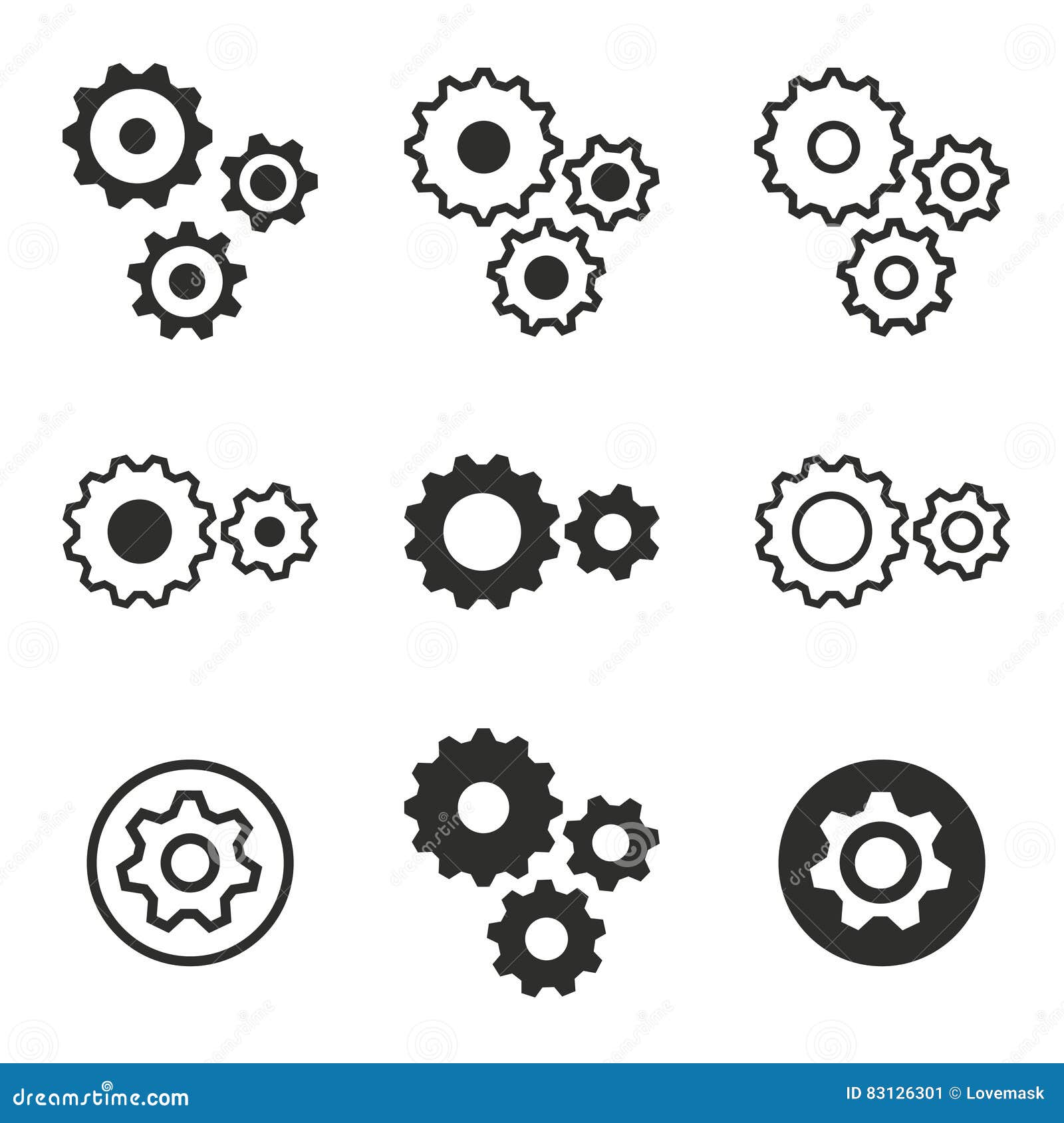 Settings icon set. stock vector. Illustration of pictogram - 83126301