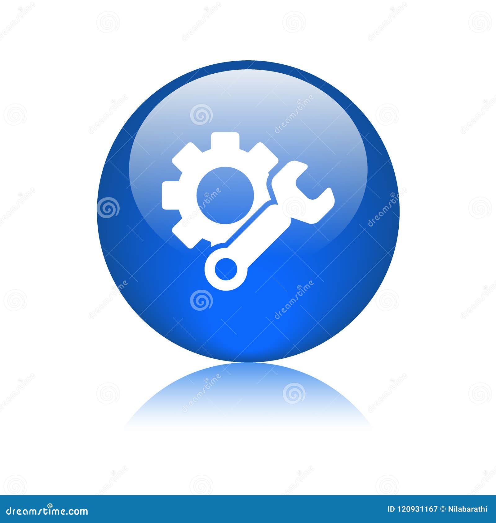 Settings Icon Web Button Blue Stock Illustration - Illustration of ...