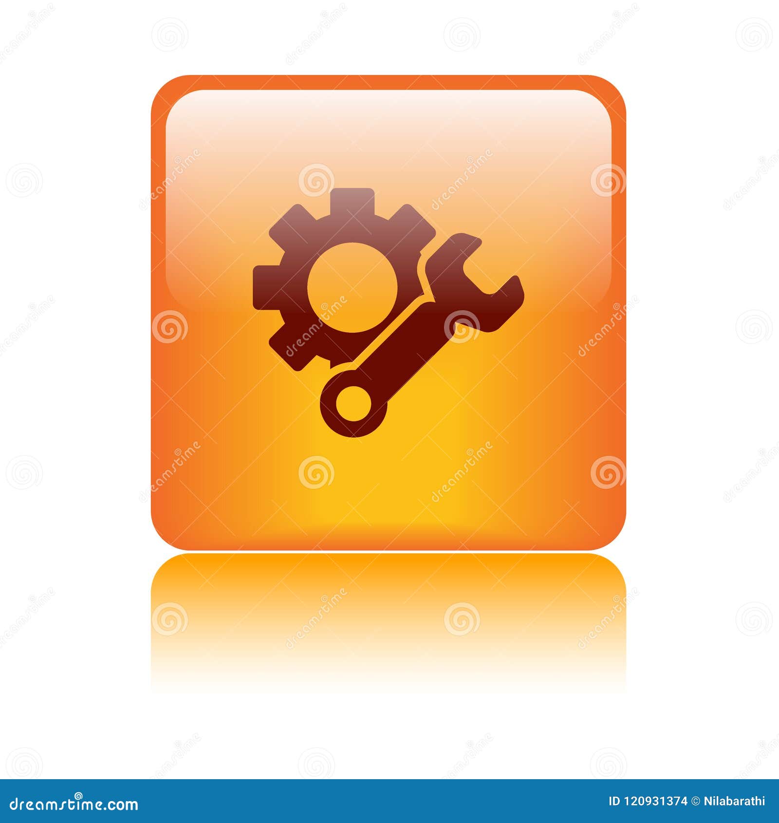 Settings Icon Web Button Orange Stock Illustration - Illustration of ...