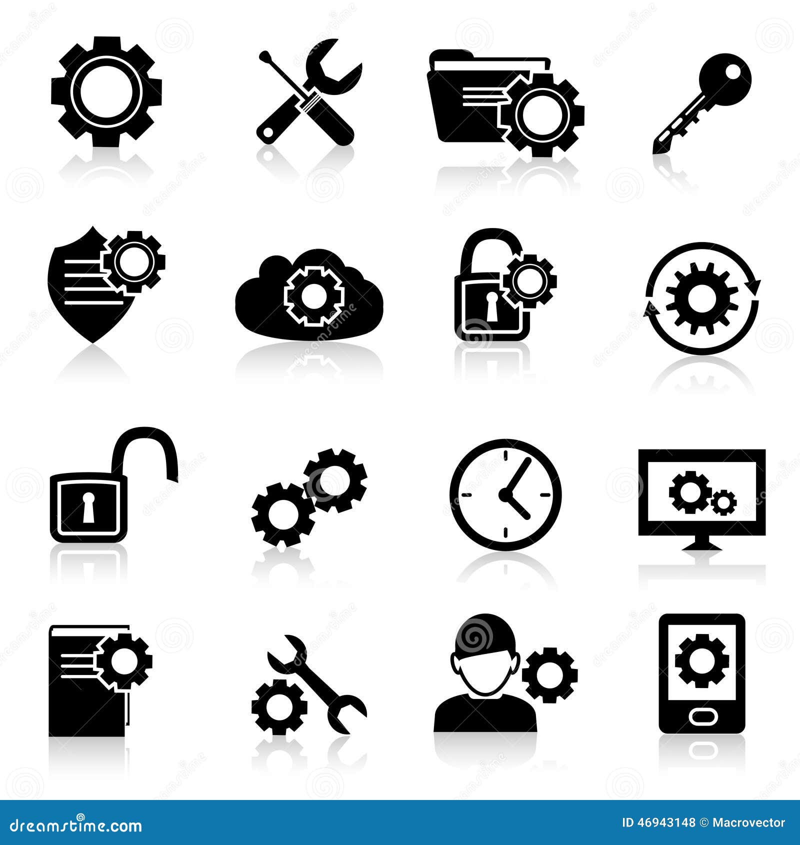 Settings Icons Black Vector Illustration | CartoonDealer.com #46943148