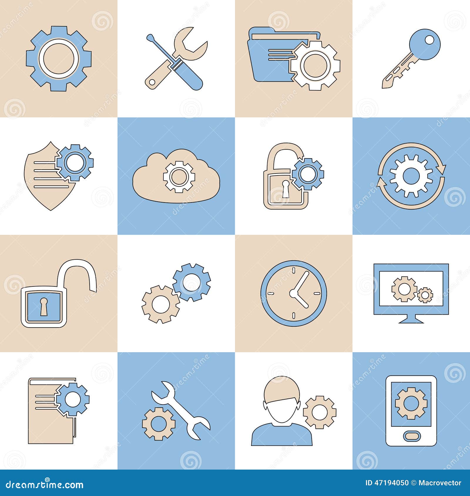Settings icons flat line stock vector. Illustration of line - 47194050