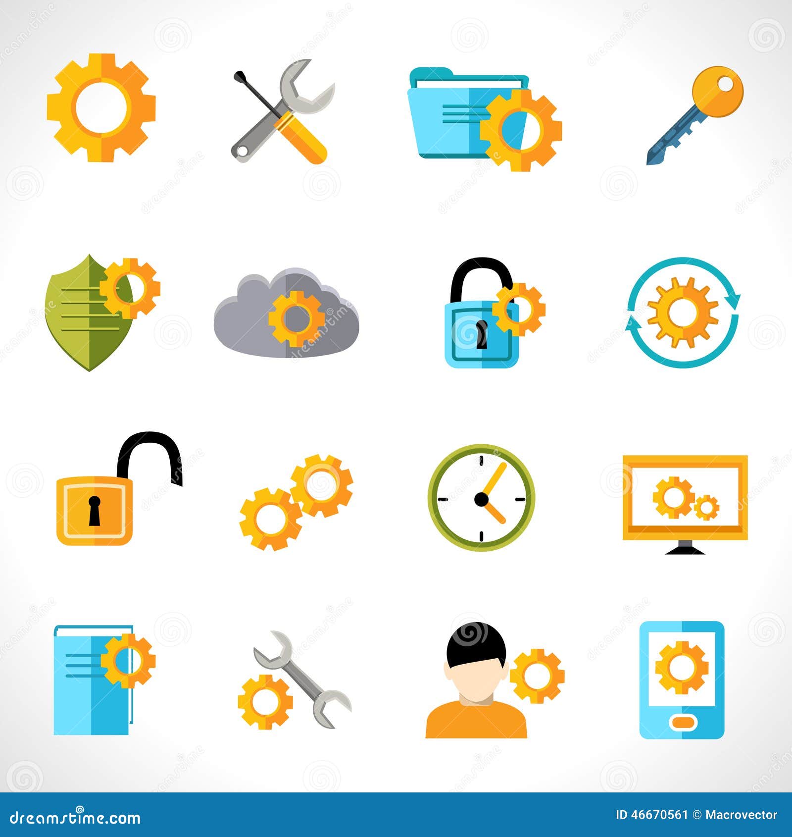 Settings icons flat stock vector. Illustration of design - 46670561