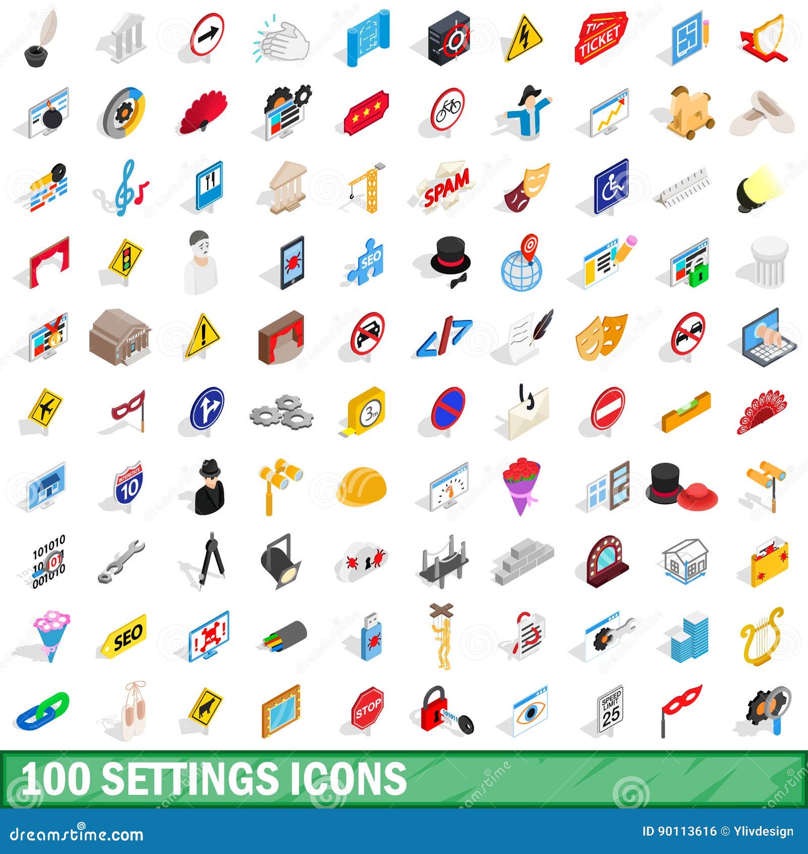 100 Settings Icons Set, Outline Style Cartoon Vector | CartoonDealer ...