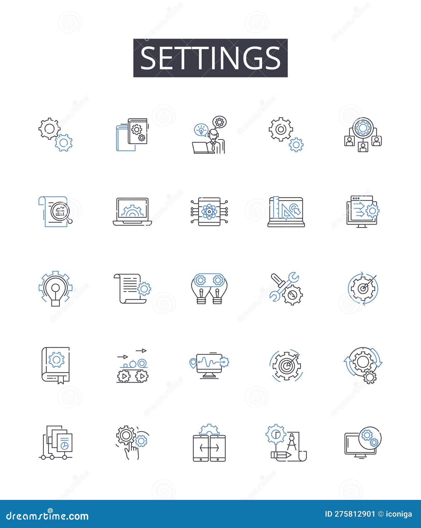 Settings Line Icons Collection. Atmosphere, Configuration, Conditions ...