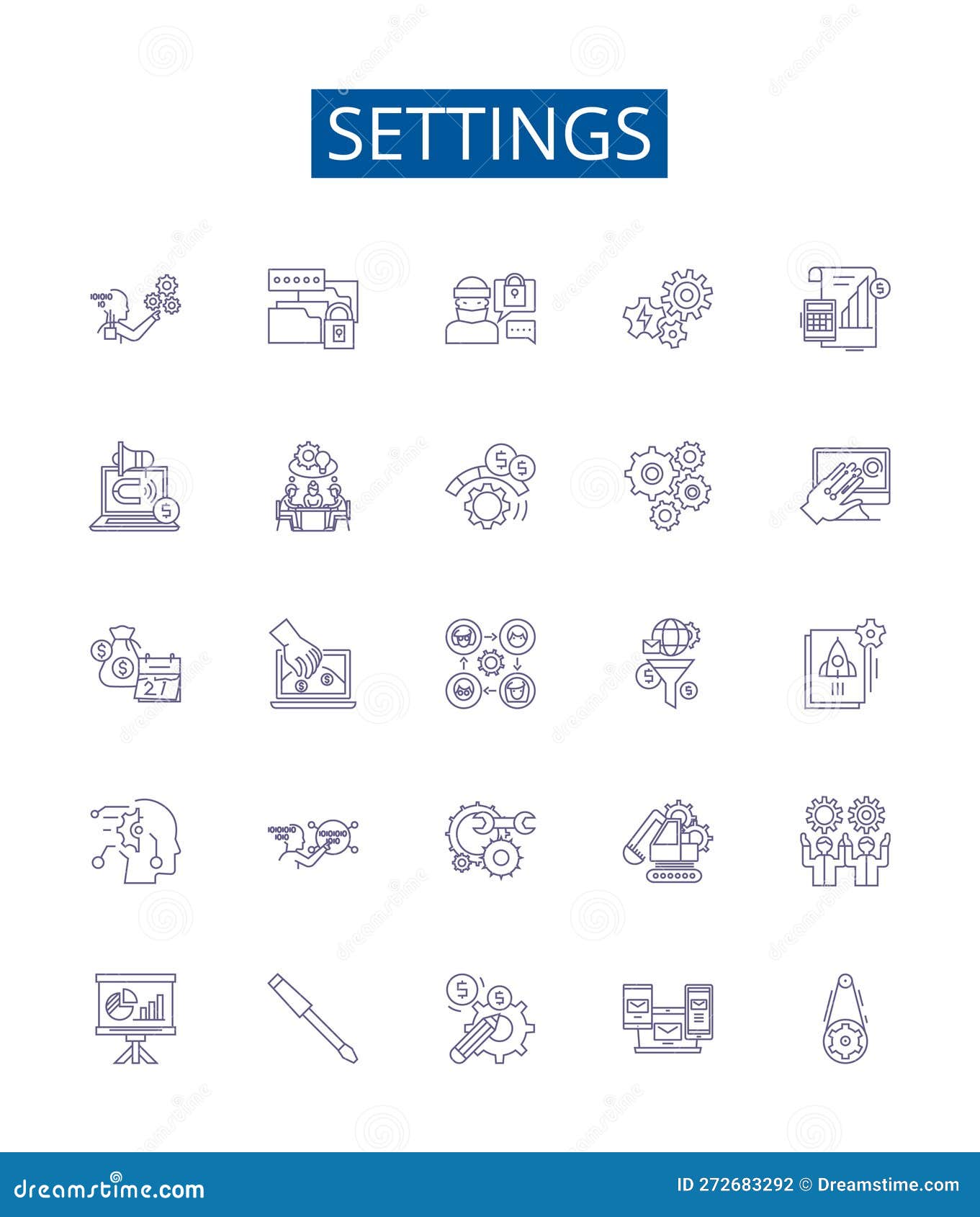 Settings Line Icons Signs Set. Design Collection of Configure ...