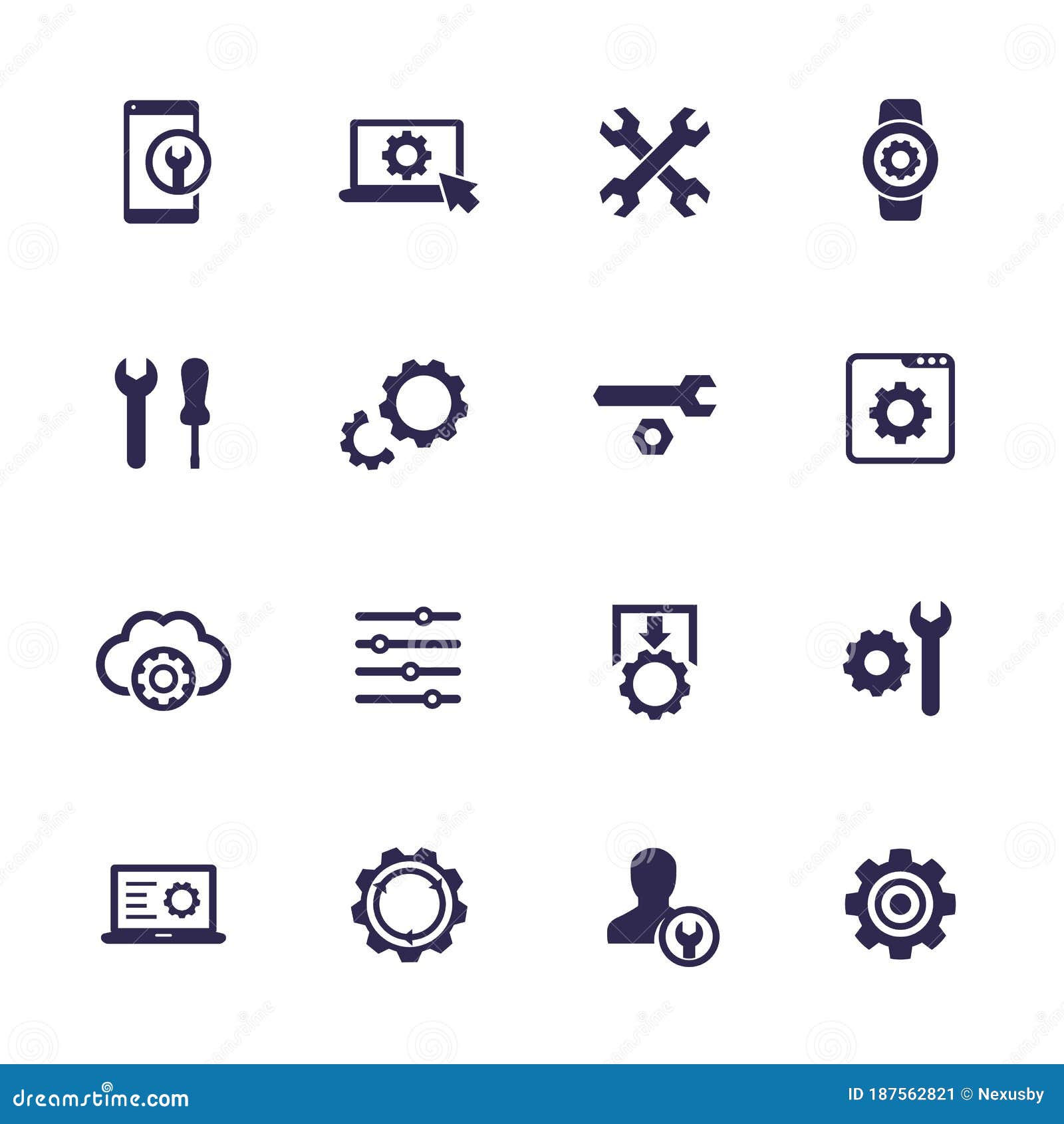 Settings, Options, Configuration Icons Set Stock Vector - Illustration ...