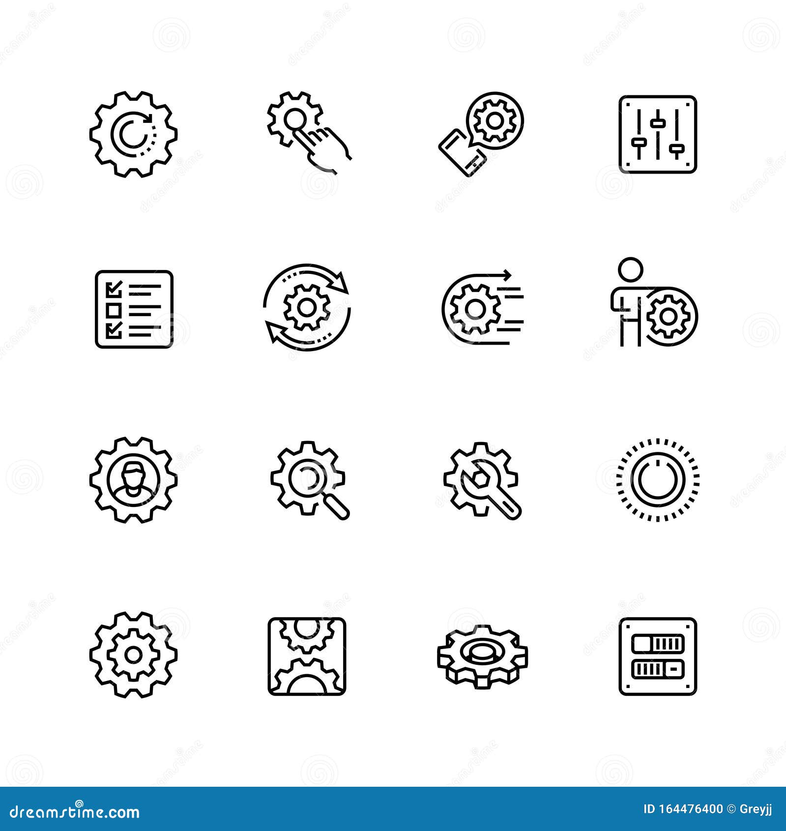 Settings or Options Related Icons in Thin Line Style with Stroke Stock ...