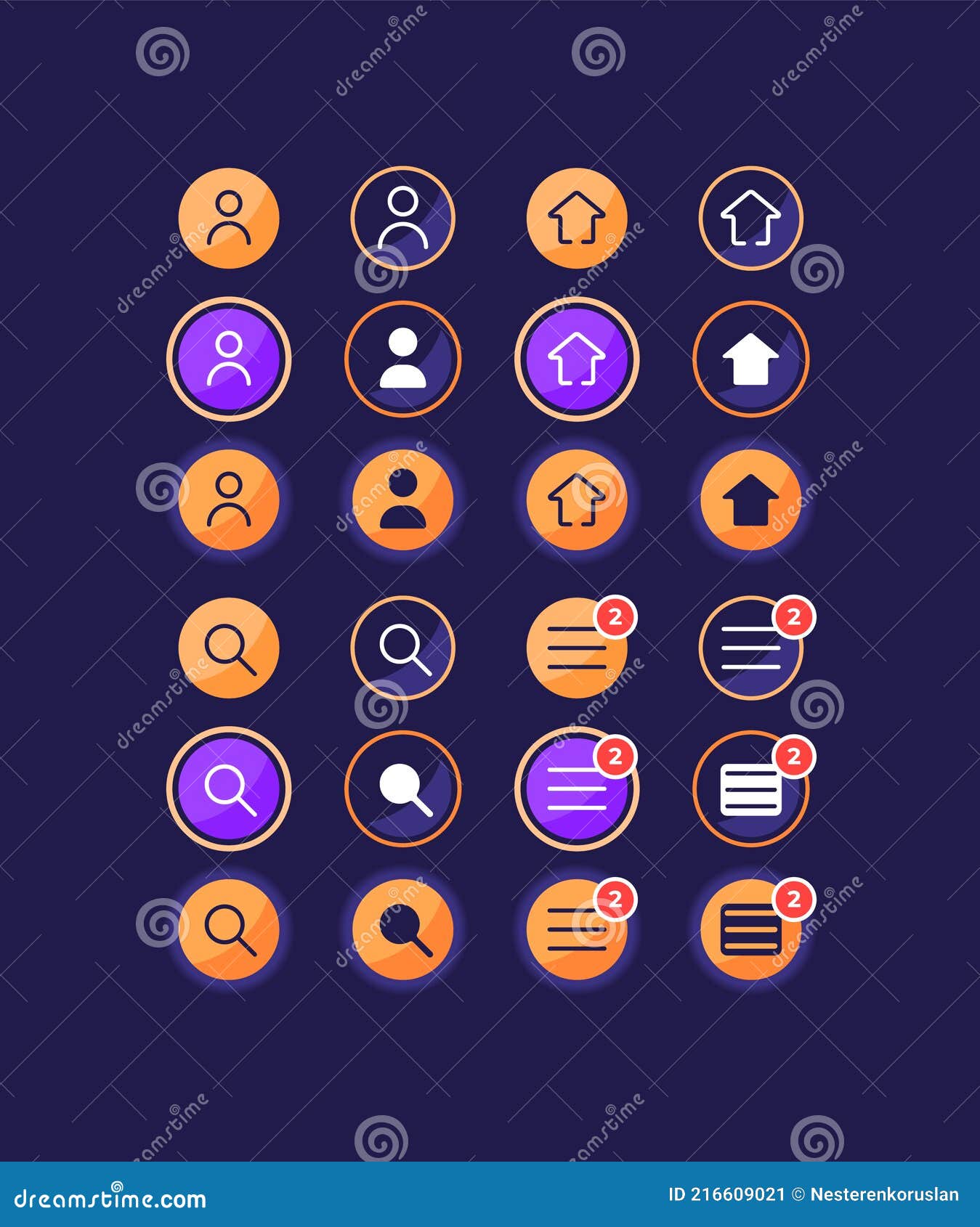 Settings Options for User Account UI Elements Kit Stock Vector ...