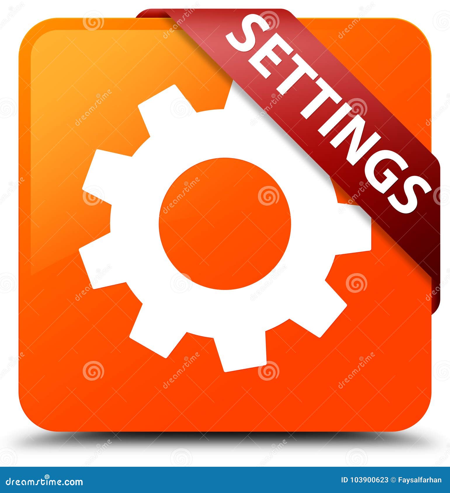 Settings Orange Square Button Red Ribbon in Corner Stock Illustration ...
