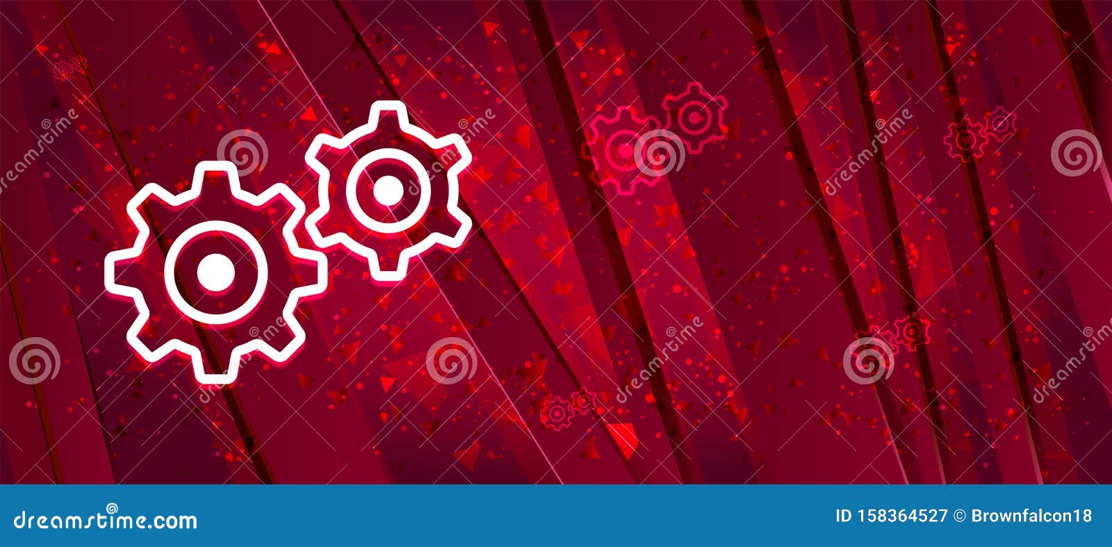 Settings Process Icon Abstract Design Bright Red Banner Background ...