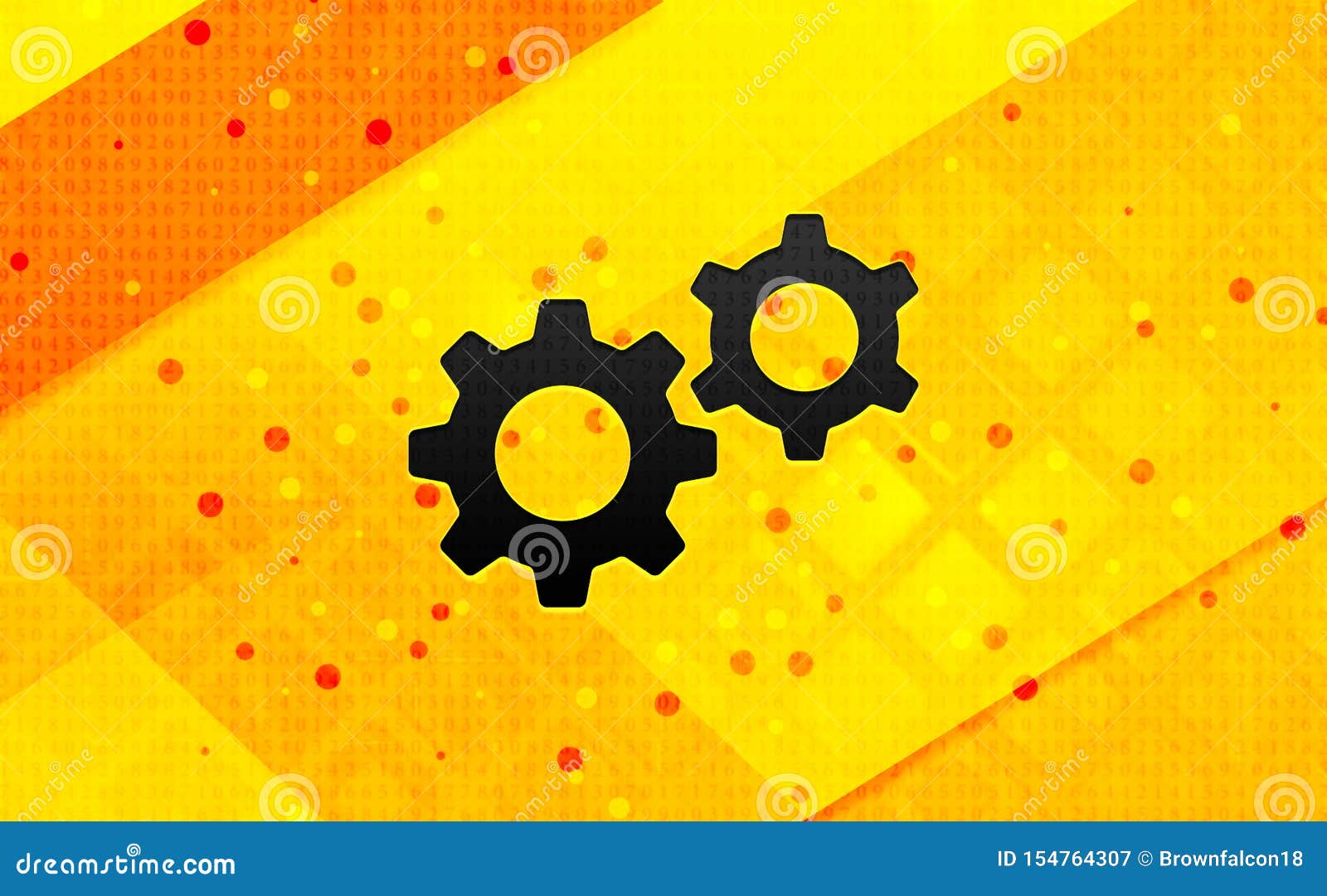 Settings Process Icon Abstract Digital Banner Yellow Background Stock ...