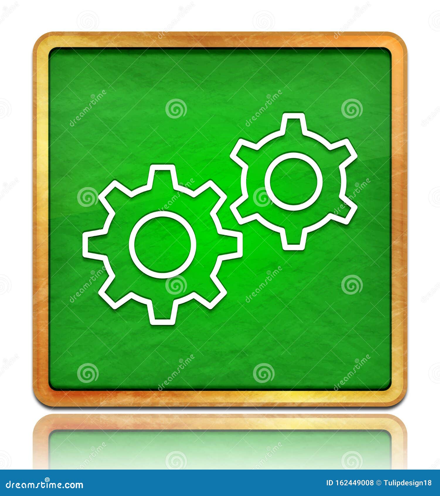 Settings Process Icon Chalk Board Green Square Button Slate Texture ...