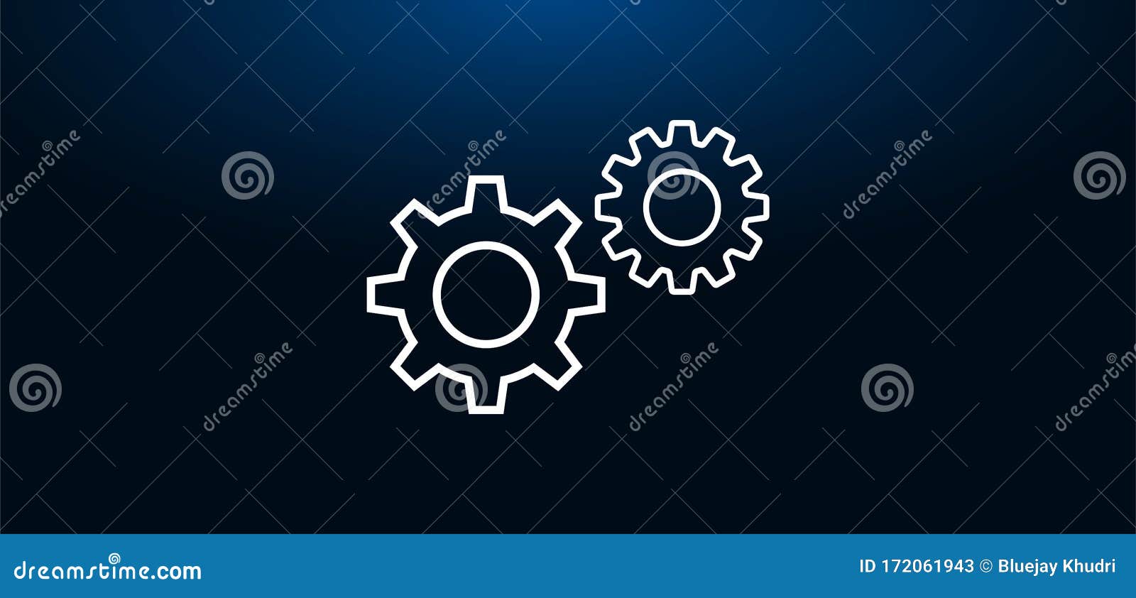 Settings Process Icon Crystal Blue Banner Background Stock Illustration ...