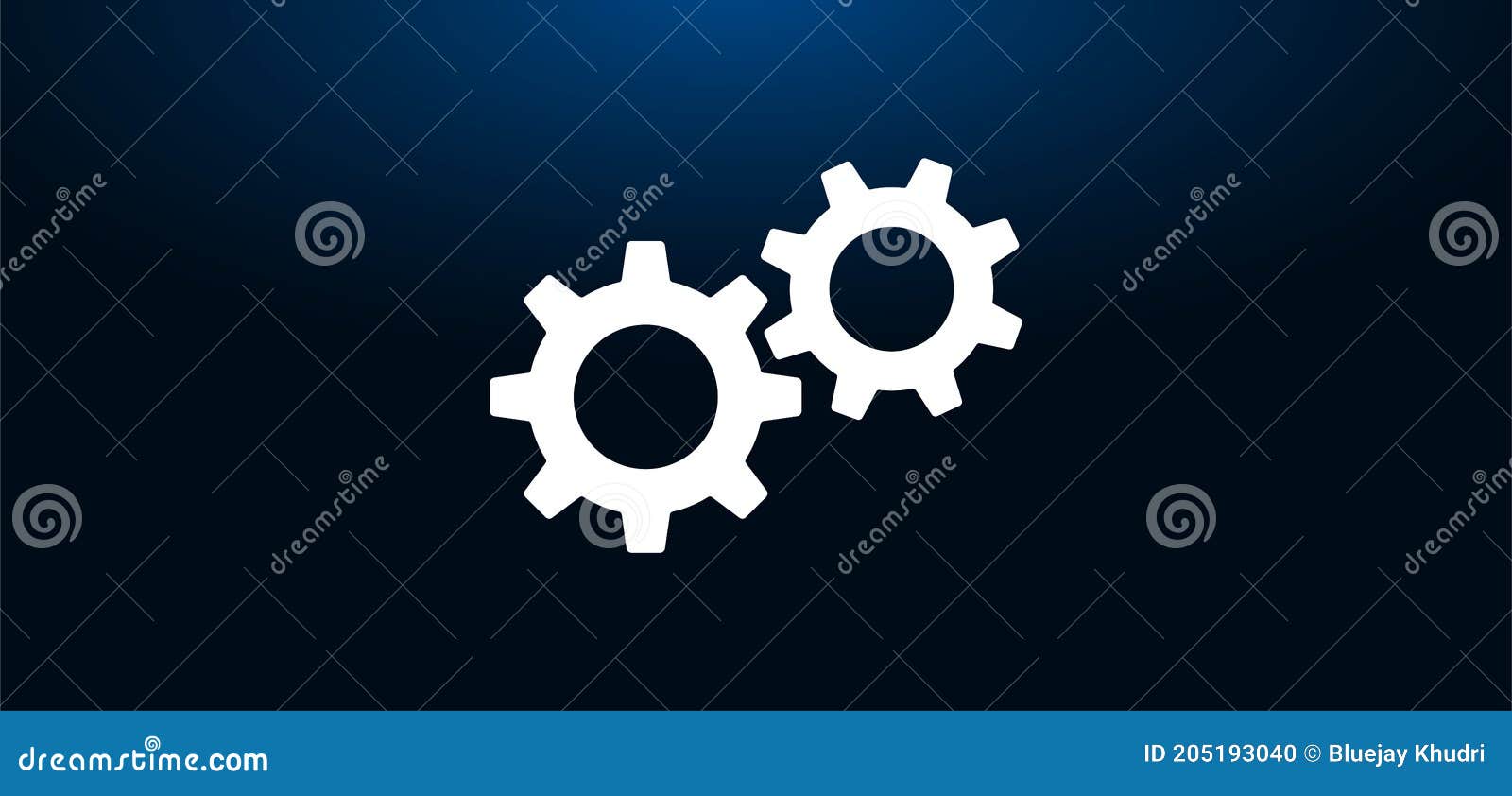 Settings Process Icon Crystal Blue Banner Background Stock Illustration ...