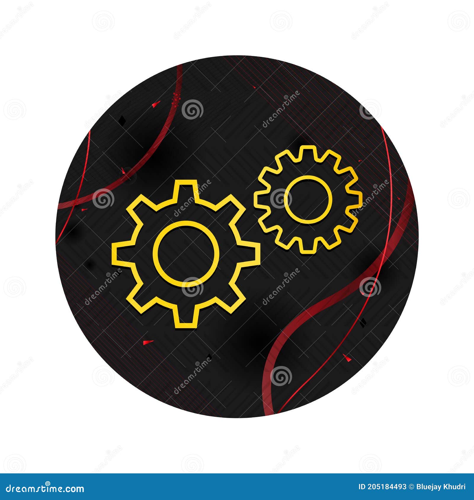 Settings Process Icon Elegant Black Round Button Stock Vector ...