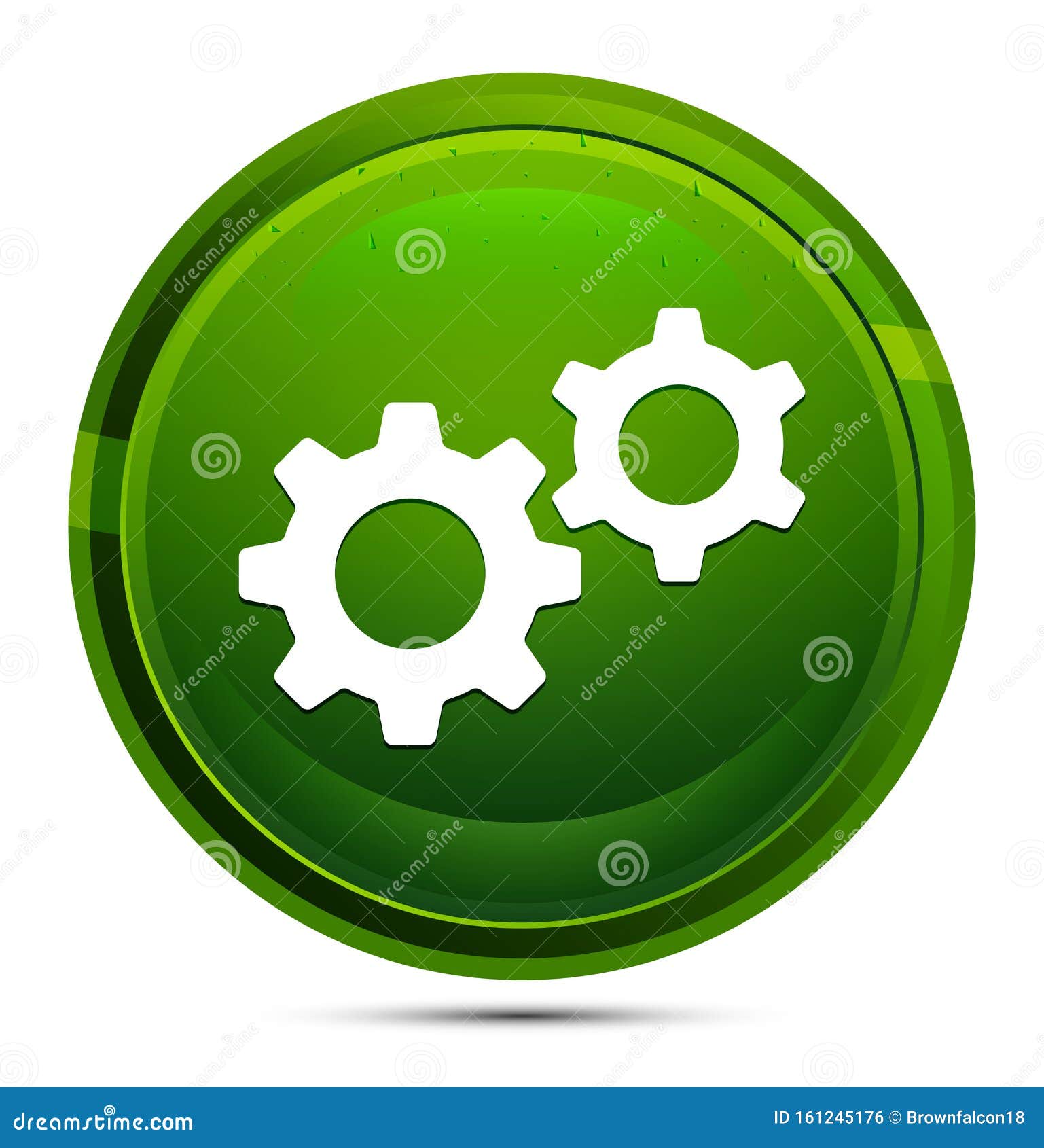 Settings Process Icon Glassy Green Round Button Illustration Stock ...