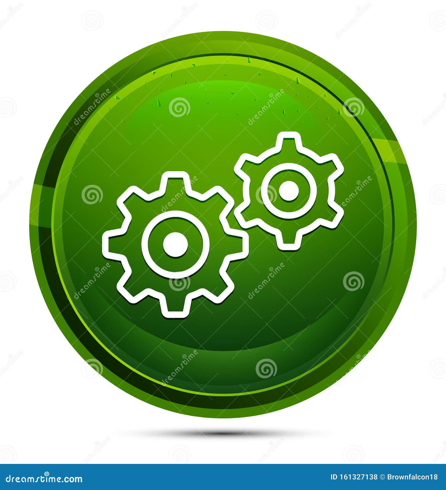 Settings Process Icon Glassy Green Round Button Illustration Stock ...