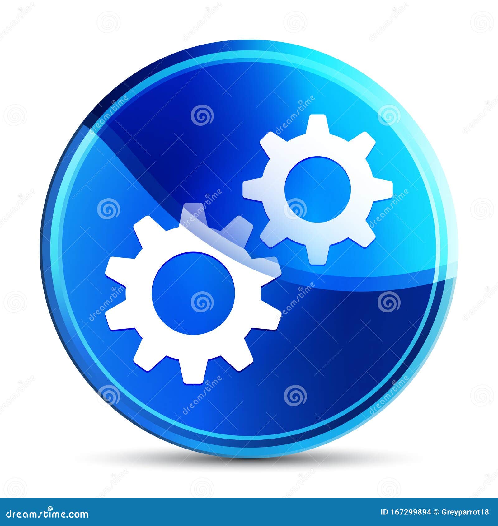 Settings Process Icon Glassy Vibrant Sky Blue Round Button Illustration ...
