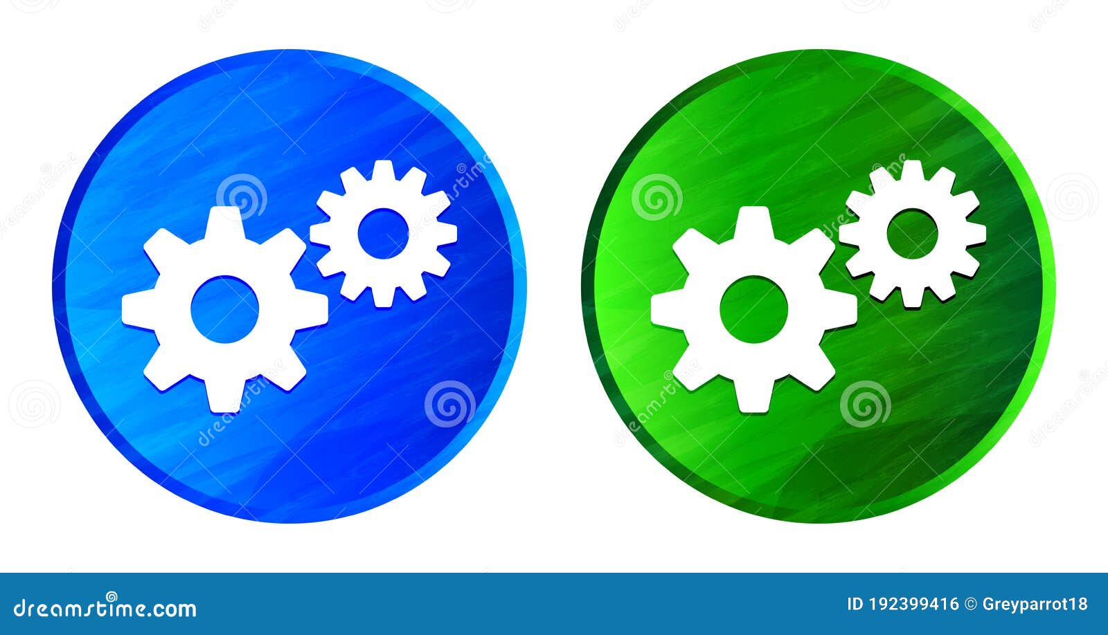 Settings Process Icon Grunge Texture Round Button Set Illustration ...