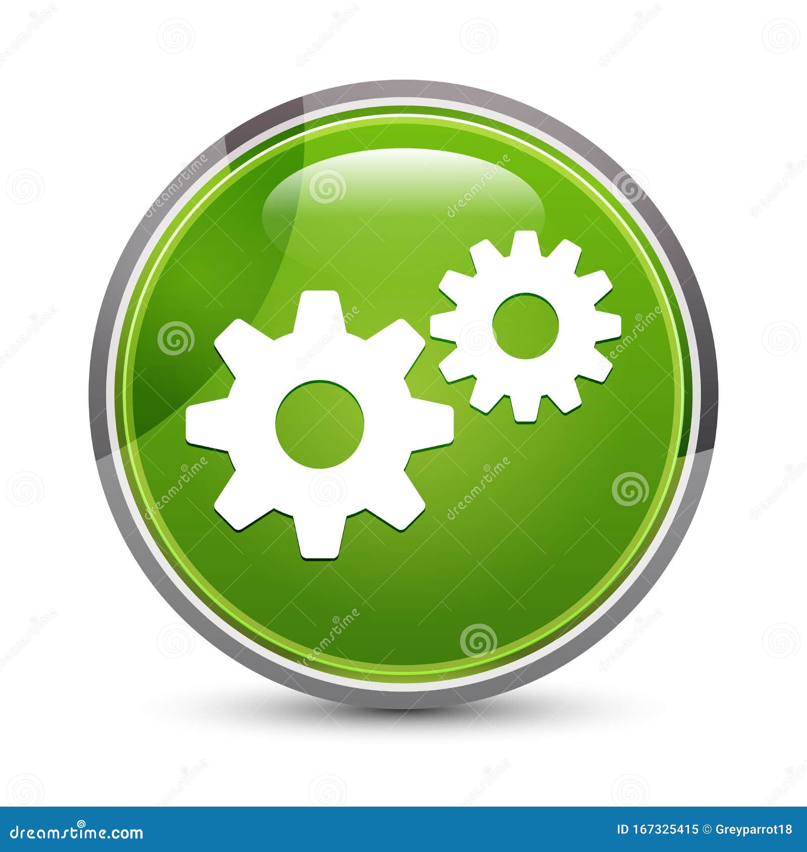 Settings Process Icon Elegant Green Round Button Vector Illustration ...