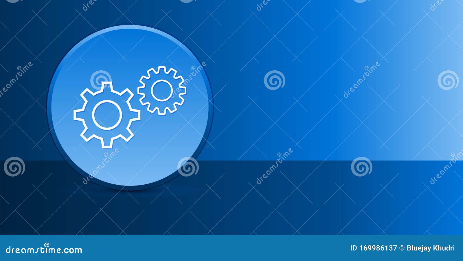 Settings Process Icon Glassy Modern Blue Button Abstract Background ...