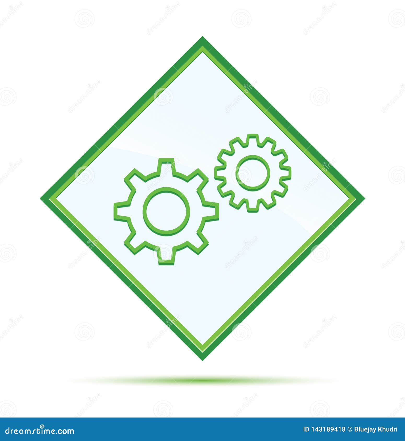 Settings Process Icon Modern Abstract Green Diamond Button Stock ...