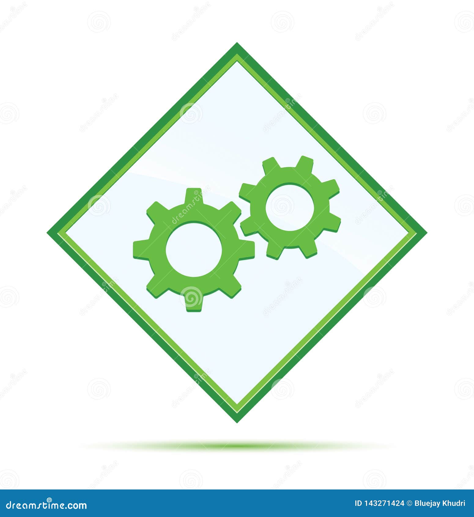 Settings Process Icon Modern Abstract Green Diamond Button Stock ...