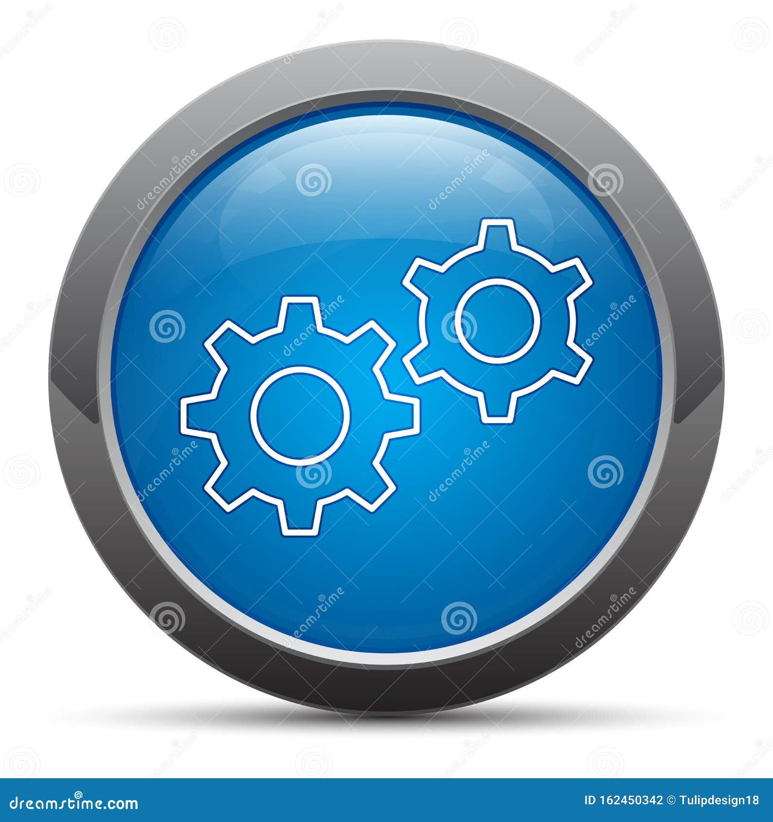 Settings Process Icon Premium Blue Round Button Vector Illustration ...