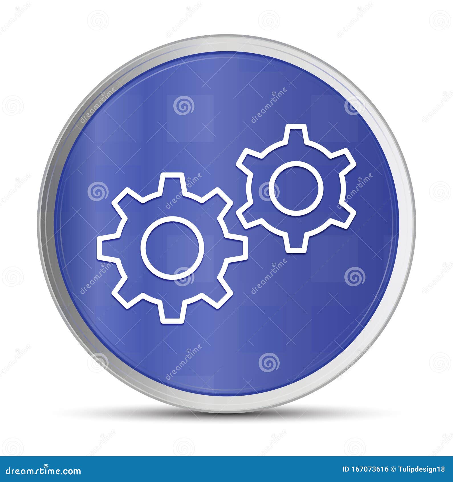 Settings Process Icon Prime Blue Round Button Vector Illustration ...