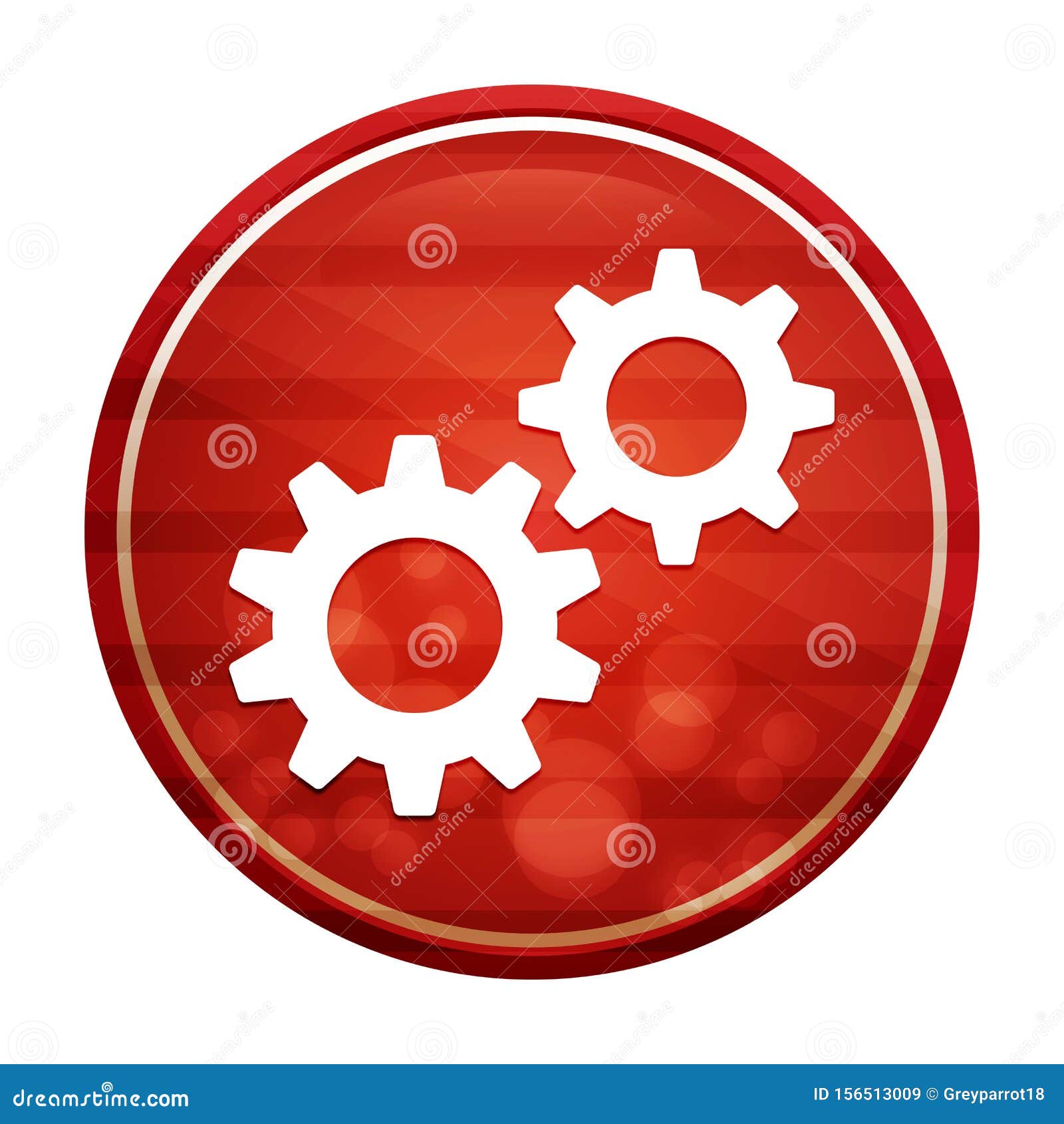 Settings Process Icon Realistic Diagonal Motion Red Round Button ...