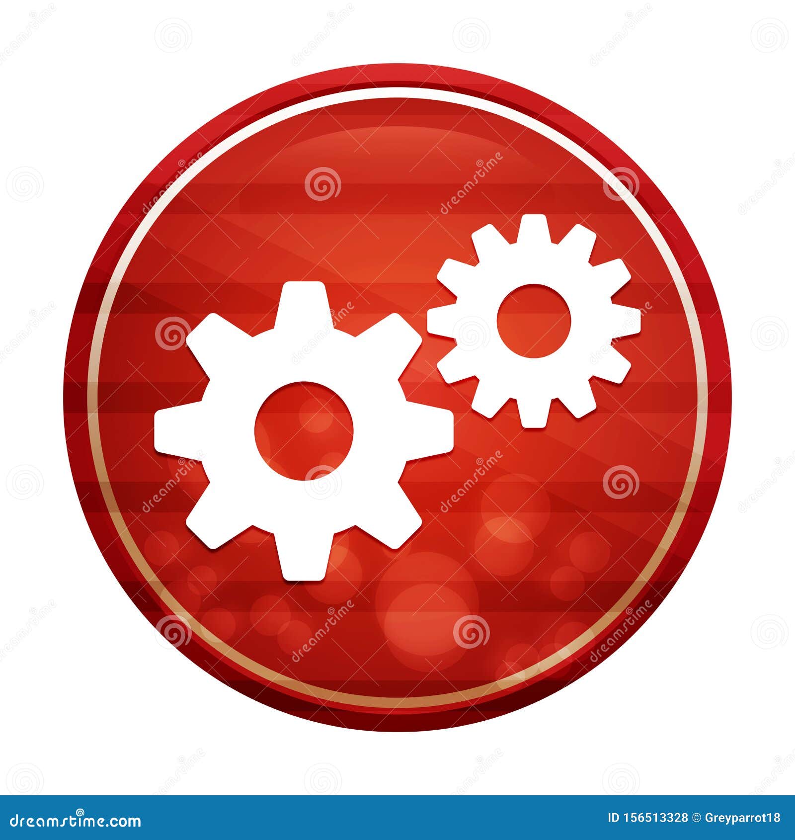 Settings Process Icon Realistic Diagonal Motion Red Round Button ...