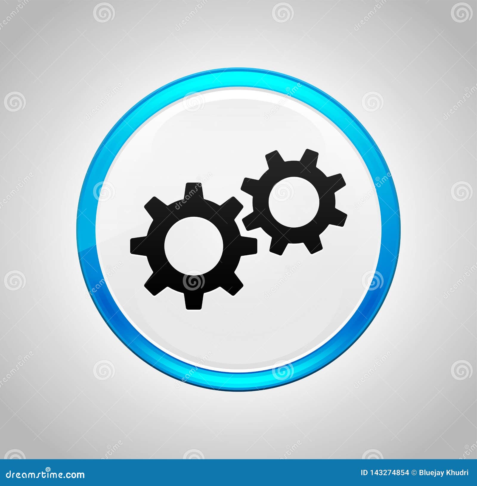 Settings Process Icon Round Blue Push Button Stock Illustration ...