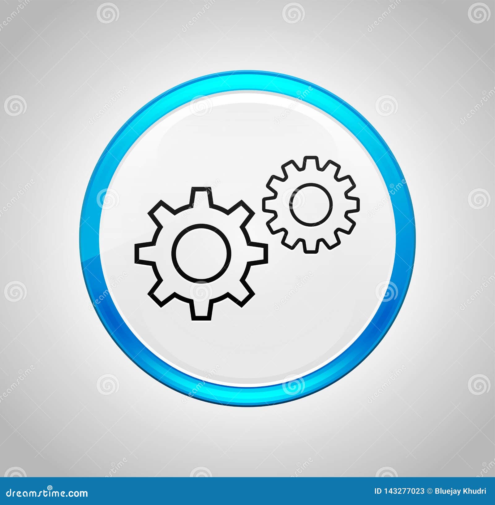 Settings Process Icon Round Blue Push Button Stock Illustration ...