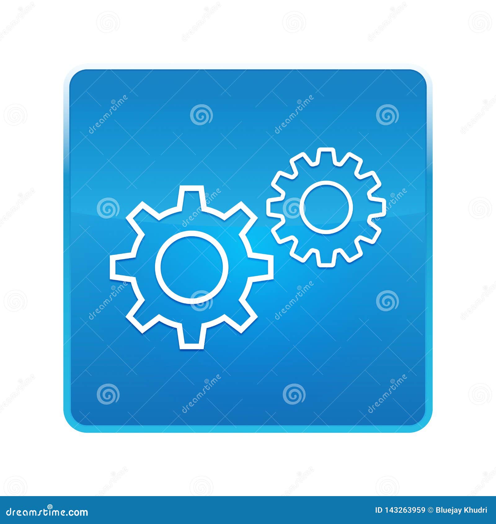 Settings Process Icon Shiny Blue Square Button Stock Illustration ...