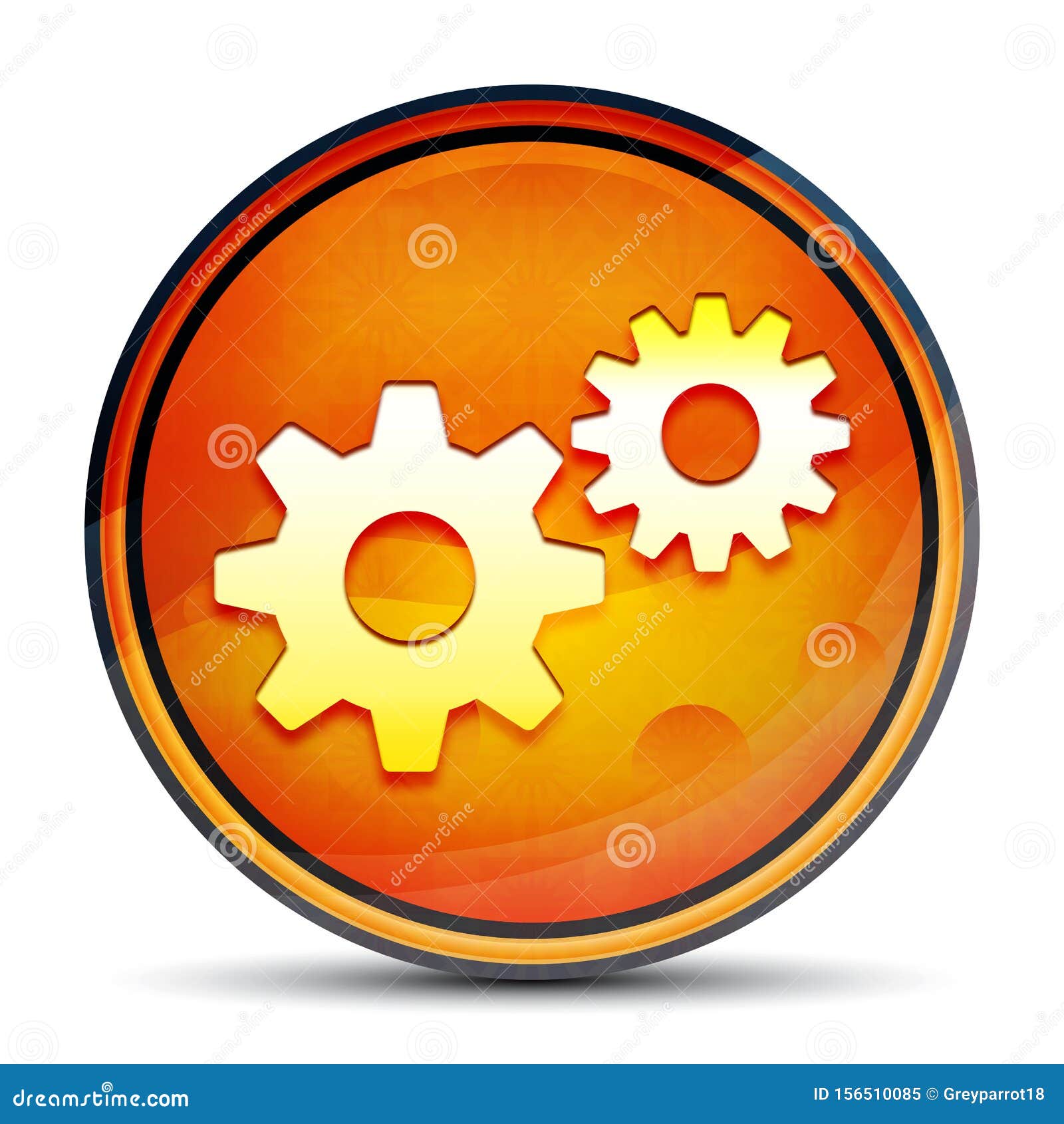 Settings Process Icon Shiny Bright Orange Round Button Illustration ...