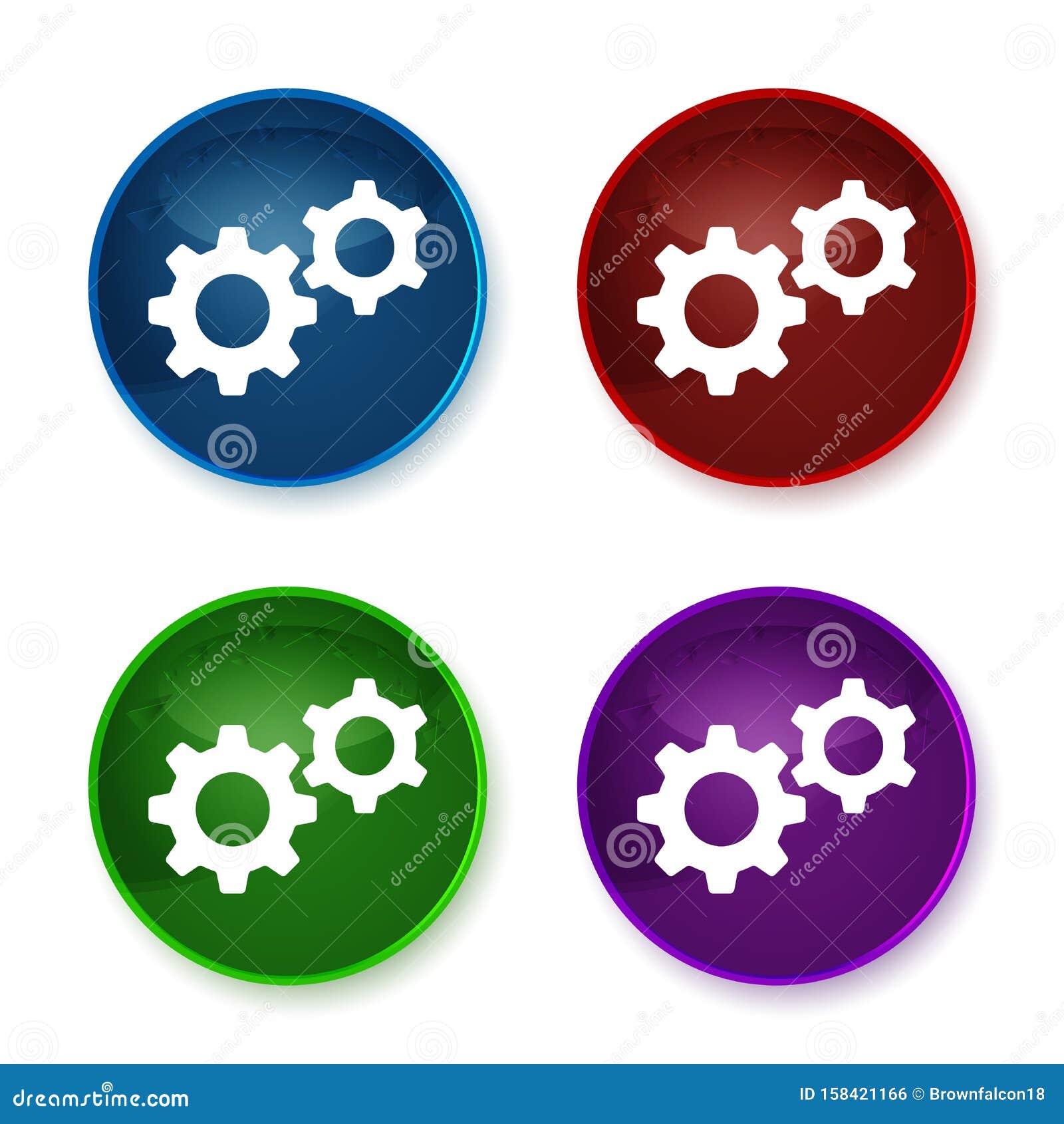 Settings Process Icon Shiny Round Buttons Set Illustration Stock Vector ...