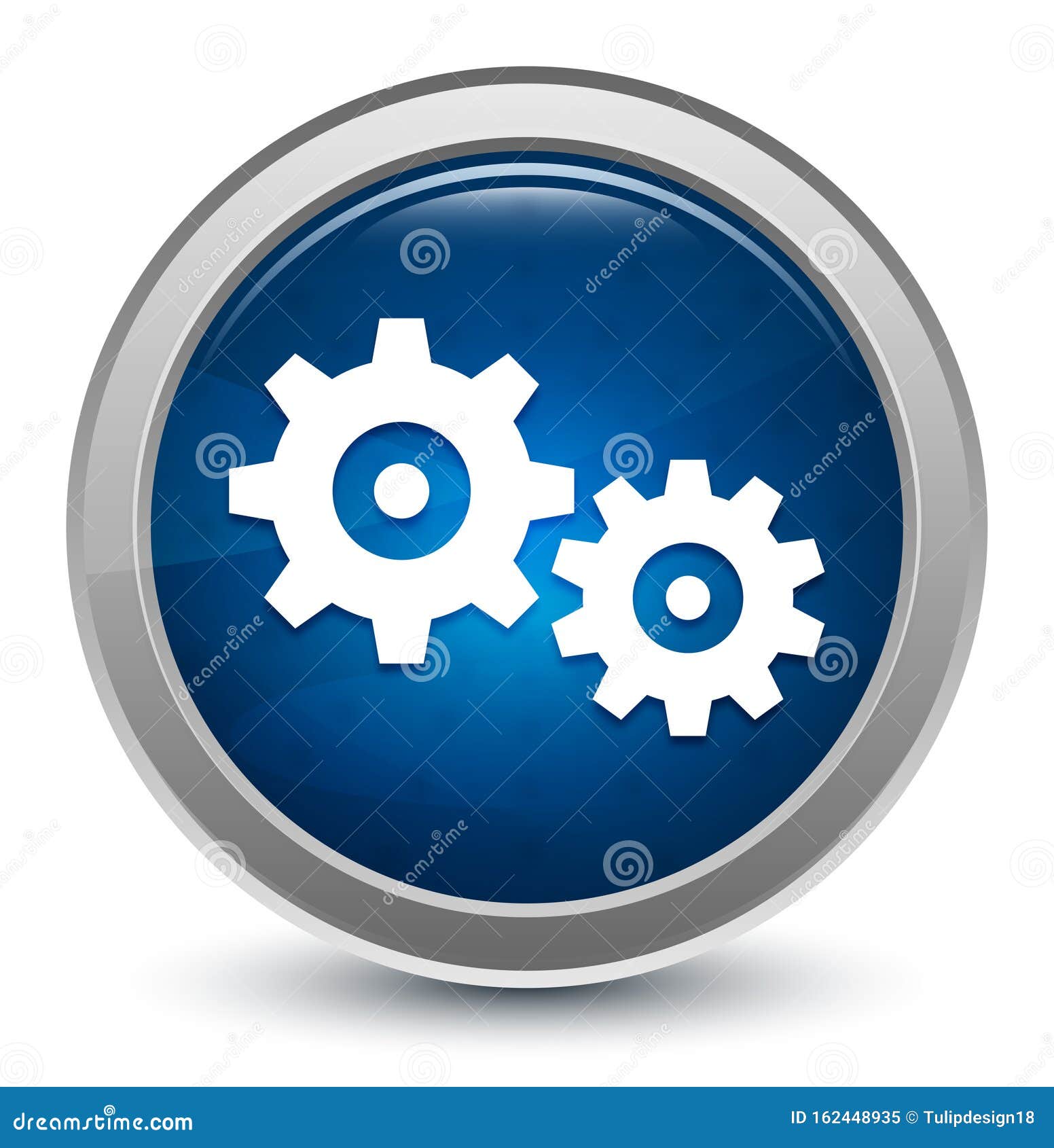 Settings Process Icon Starburst Shiny Blue Round Button Illustration ...