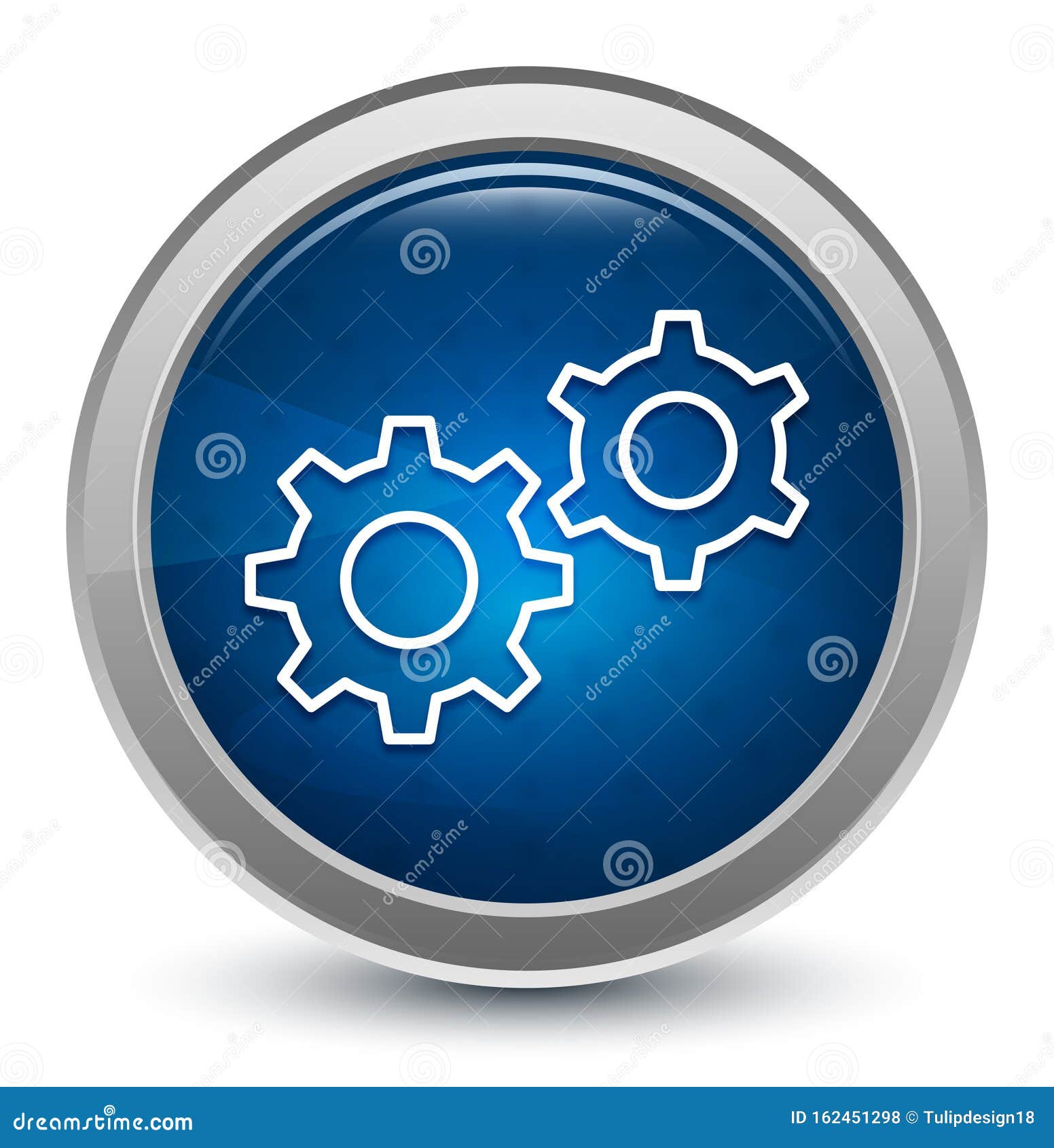 Settings Process Icon Starburst Shiny Blue Round Button Illustration ...
