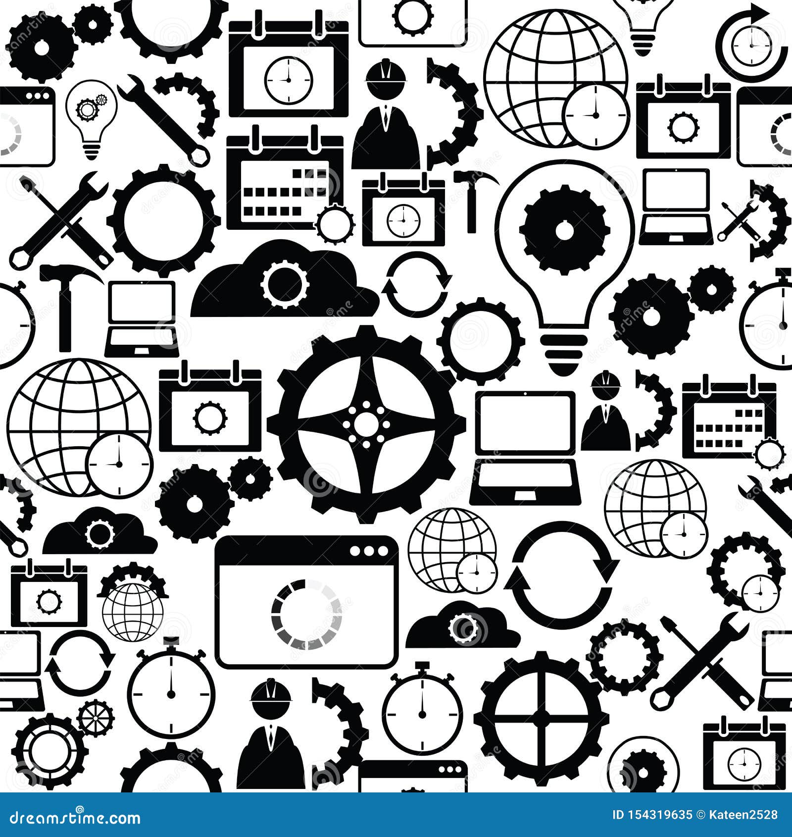 Settings Seamless Pattern Background Icon Stock Vector - Illustration ...