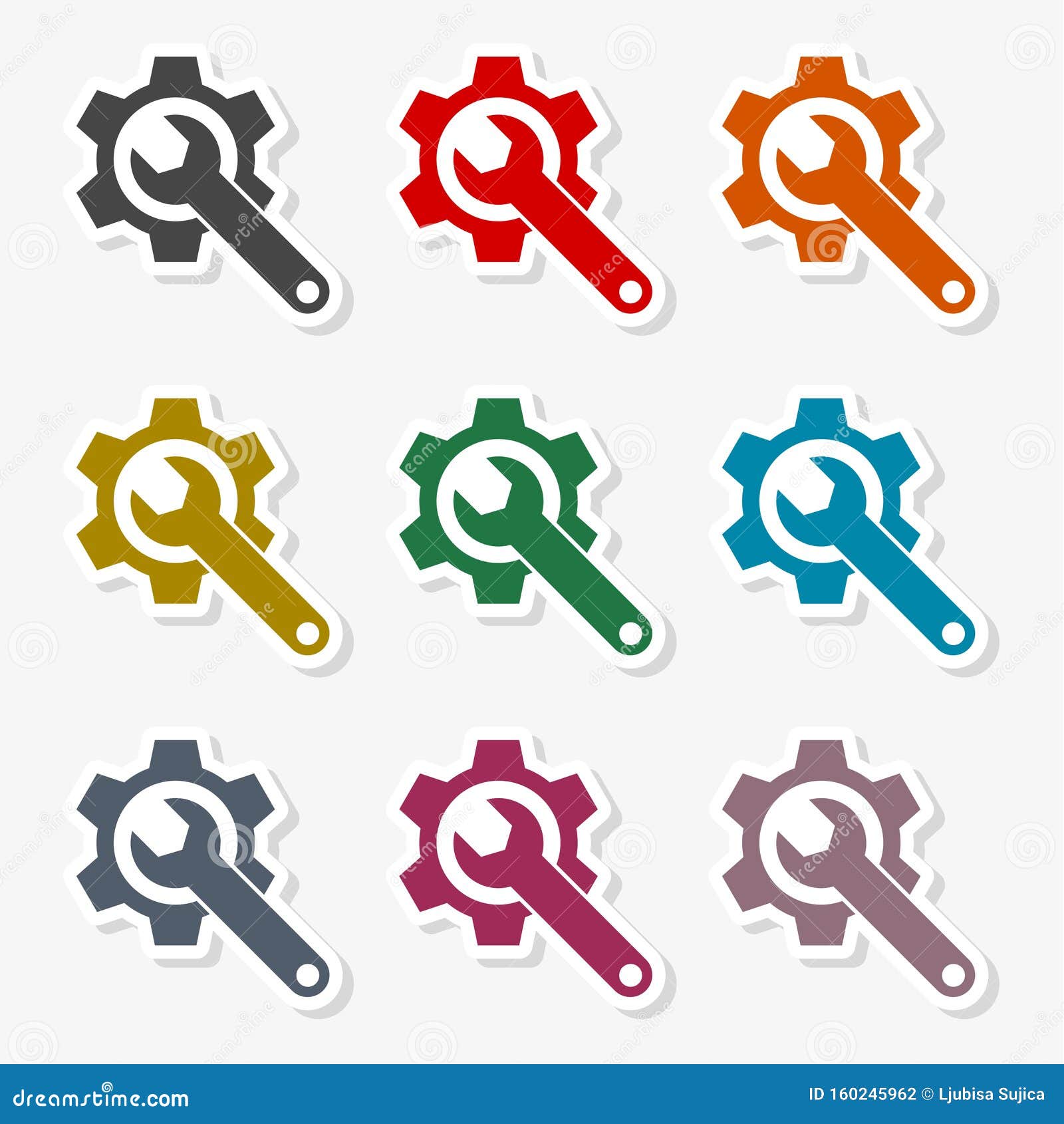 Settings sticker icons stock vector. Illustration of composition ...